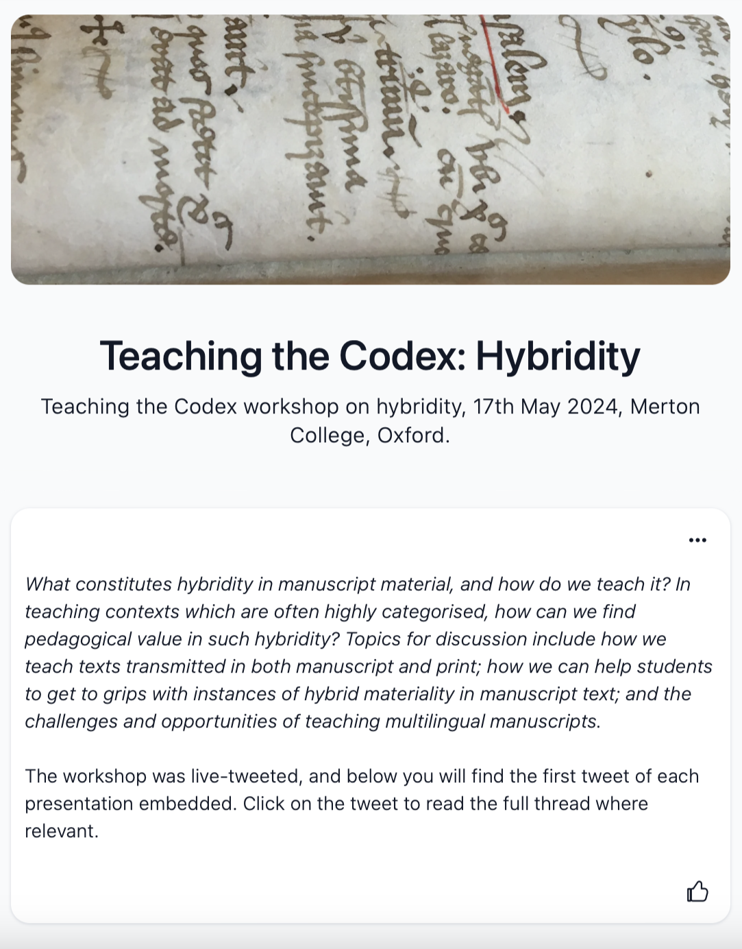 2024 Wakelet Collection – Teaching the Codex